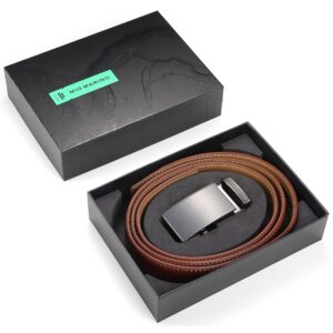 Marino Avenue Ratchet Belts for Men - Adjustable Mens Belts Leather with Automatic Buckle - Enclosed in an Elegant Gift Box - Radiant Ore - Burnt Umber - Adjustable from 28" to 44" Waist