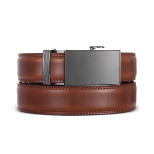 Marino Avenue Ratchet Belts for Men - Adjustable Mens Belts Leather with Automatic Buckle - Enclosed in an Elegant Gift Box - Radiant Ore - Burnt Umber - Adjustable from 28" to 44" Waist