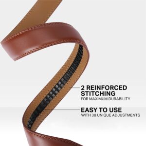 Marino Avenue Ratchet Belts for Men - Adjustable Mens Belts Leather with Automatic Buckle - Enclosed in an Elegant Gift Box - Radiant Ore - Burnt Umber - Adjustable from 28" to 44" Waist