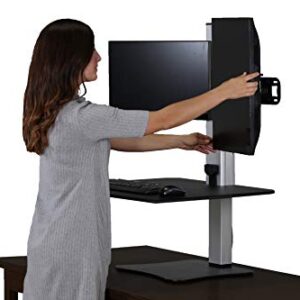 Victor DC450 Dual Monitor Electric Standing Desk, Black, 28 inch Wide Work Surface, Compatible with Any Standard Desk, Monitor Mount Included