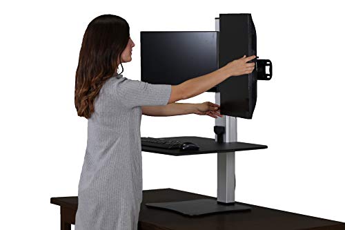 Victor DC450 Dual Monitor Electric Standing Desk, Black, 28 inch Wide Work Surface, Compatible with Any Standard Desk, Monitor Mount Included