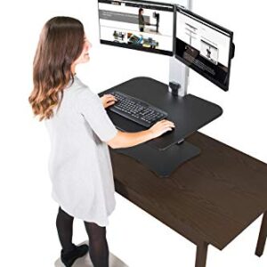 Victor DC450 Dual Monitor Electric Standing Desk, Black, 28 inch Wide Work Surface, Compatible with Any Standard Desk, Monitor Mount Included