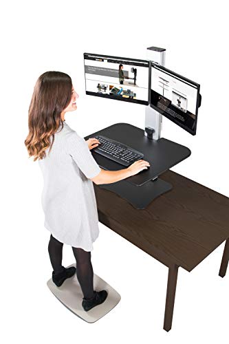 Victor DC450 Dual Monitor Electric Standing Desk, Black, 28 inch Wide Work Surface, Compatible with Any Standard Desk, Monitor Mount Included