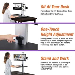 Victor DC450 Dual Monitor Electric Standing Desk, Black, 28 inch Wide Work Surface, Compatible with Any Standard Desk, Monitor Mount Included