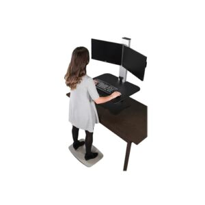 Victor DC450 Dual Monitor Electric Standing Desk, Black, 28 inch Wide Work Surface, Compatible with Any Standard Desk, Monitor Mount Included