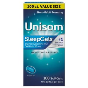 Unisom Nighttime Sleep-Aid Gels, Diphenhydramine HCI 50mg, 100 Count