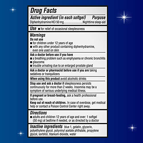 Unisom Nighttime Sleep-Aid Gels, Diphenhydramine HCI 50mg, 100 Count