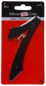 hillman 839764 nail on character number 7 seven sign with predrilled mounting holes includes hardware, black plastic, 4 inches 1-sign