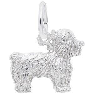 bichon frise charm in sterling silver, charms for bracelets and necklaces