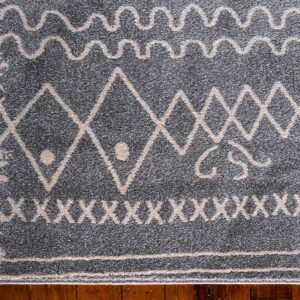 Unique Loom Fez Collection Tribal, Moroccan, Bohemian Area Rug, Runner 2' 0" x 6' 1", Gray/Beige