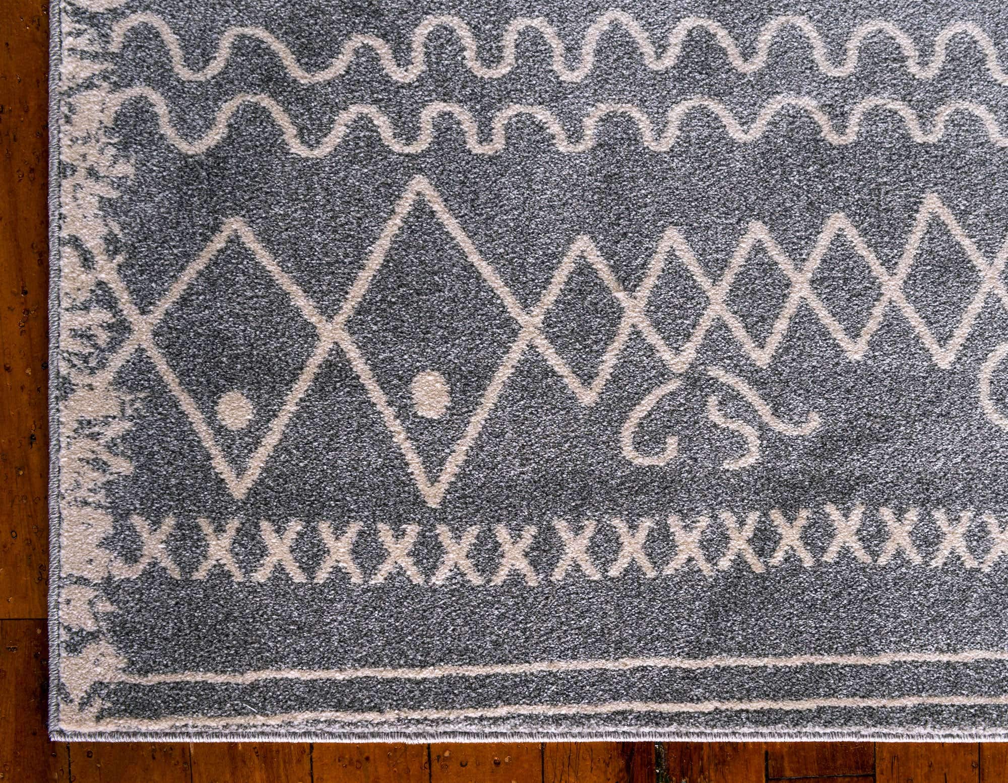 Unique Loom Fez Collection Tribal, Moroccan, Bohemian Area Rug, Runner 2' 0" x 6' 1", Gray/Beige