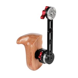 camvate wooden handgrip with nato rail rosette extension arm (left hand) - 1696