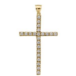 religious jewelry 10k yellow gold cubic zirconia elegant cross pendant