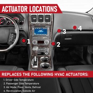 HVAC Air Door Actuator - Replaces 15-73989, 604-140, 20826182, 1573989 - Compatible with Chevy Traverse 09-12, GMC Acadia 07-12, Buick Enclave 2008-2012 - AC Heater Blend Mode Actuator