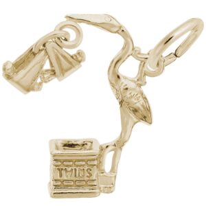 10k yellow gold twins charm, charms for bracelets and necklaces