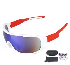 lorsoul polarized sports cycling sunglasses bike glasses for men women running driving fishing golf baseball racing ski goggles (white/red)