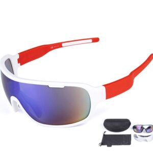 Lorsoul Polarized Sports Cycling Sunglasses Bike Glasses for Men Women Running Driving Fishing Golf Baseball Racing Ski Goggles (White/Red)