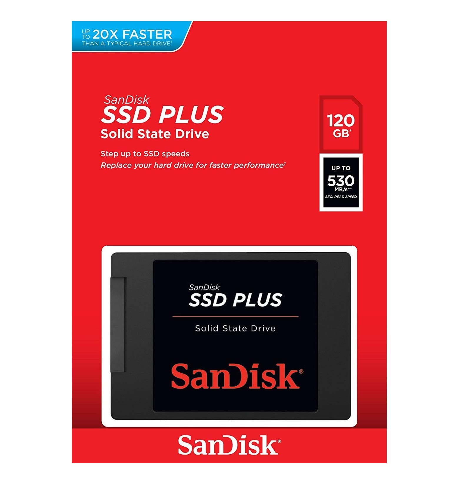 SanDisk SSD PLUS 120GB Internal SSD - SATA III 6 Gb/s, 2.5"/7mm, Up to 530 MB/s - SDSSDA-120G-G27