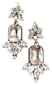 gold tone art deco antique vintage retro 20s 30s flapper style rhinestone wedding bridal prom earrings