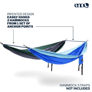 ENO Fuse Tandem Hammock System Colour Slate Lightwieght Fuse Spreader Bars, Two Hammocks Side by Side Dac Grren Anodised Aluminium Alloy Eliminates Enviro Damage Weight 277 g