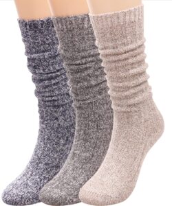 tintao 3 pairs women winter wool cable knit crew knee high boot socks,size 5-11#w919 (polyester blend, color a01)