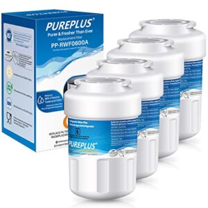 pureplus water filter replacement for hdx fmg-1, pl-100, wfc1201, rwf0600a, pc75009, rwf1060, 197d6321p006, gse25gshecss, kenmore 469991 refrigerator cartridge, 4pack