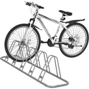 Global Industrial 70"L Single Sided Bicycle Parking Rack, Adjustable, 5-Bike Capacity