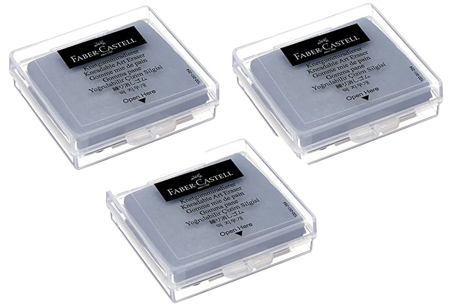 Faber-Castell Kneadable Art Eraser (Grey, pack of 3)