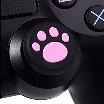 Analog Silicone Joystick Joy Stick Grips Cap Cover Thumbstick Thumb Stick Grips Cap Cover for PS4 PS3 Xbox one Xbox 360 PS2 Controller (4 x Pink Cat Dog Paw)