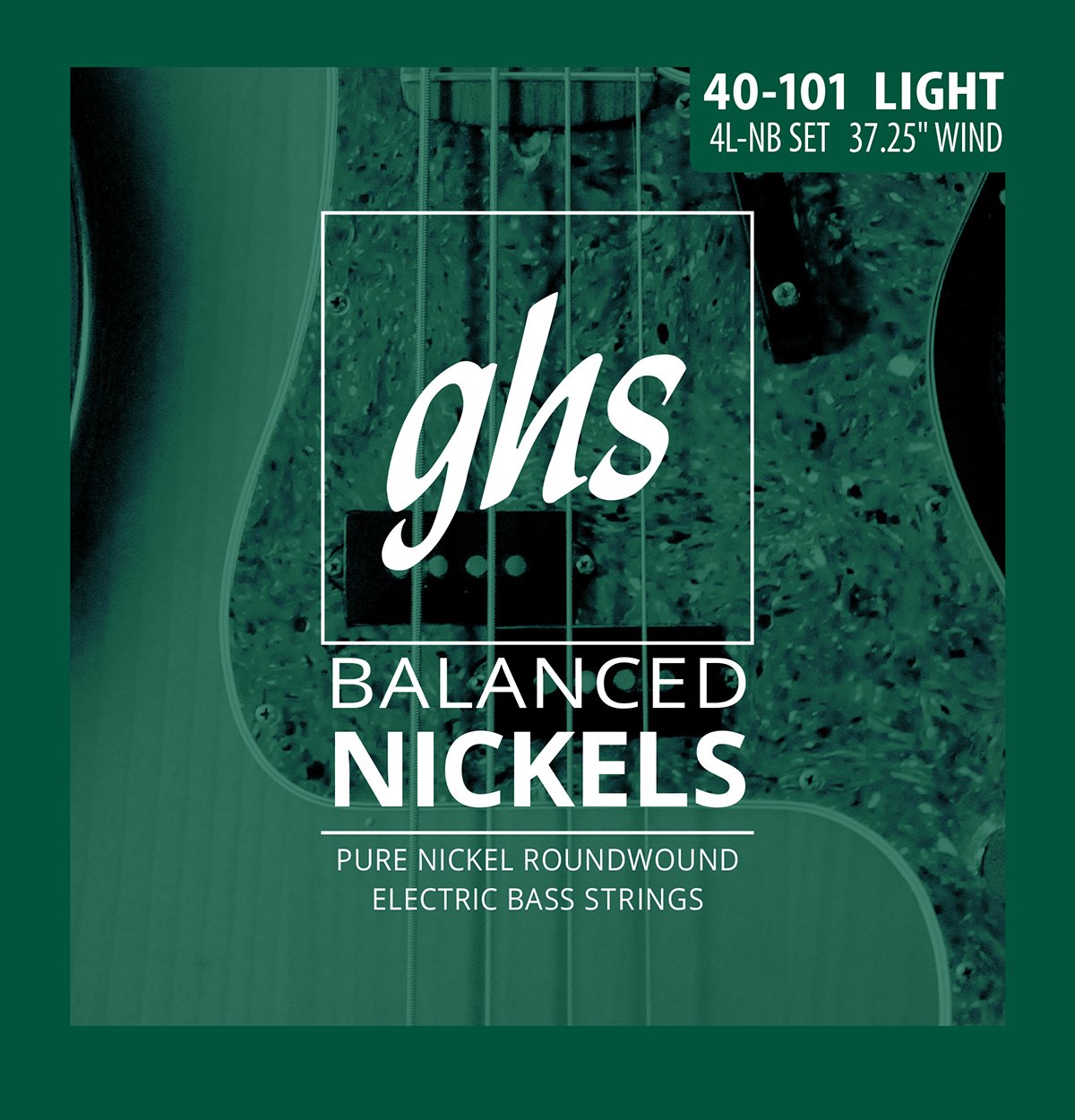 GHS Strings GHS Balanced Nickels 4 Bass Strings Light Gauge (37.25" Winding) (4L-NB), Silver