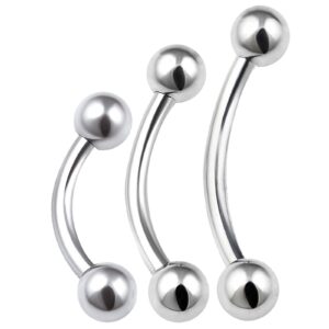 bodyjewellery 3pcs 18g 1mm small gauge curved barbell banana surgical steel rook conch labret helix lip ring tragus eyebrow cartilage ball