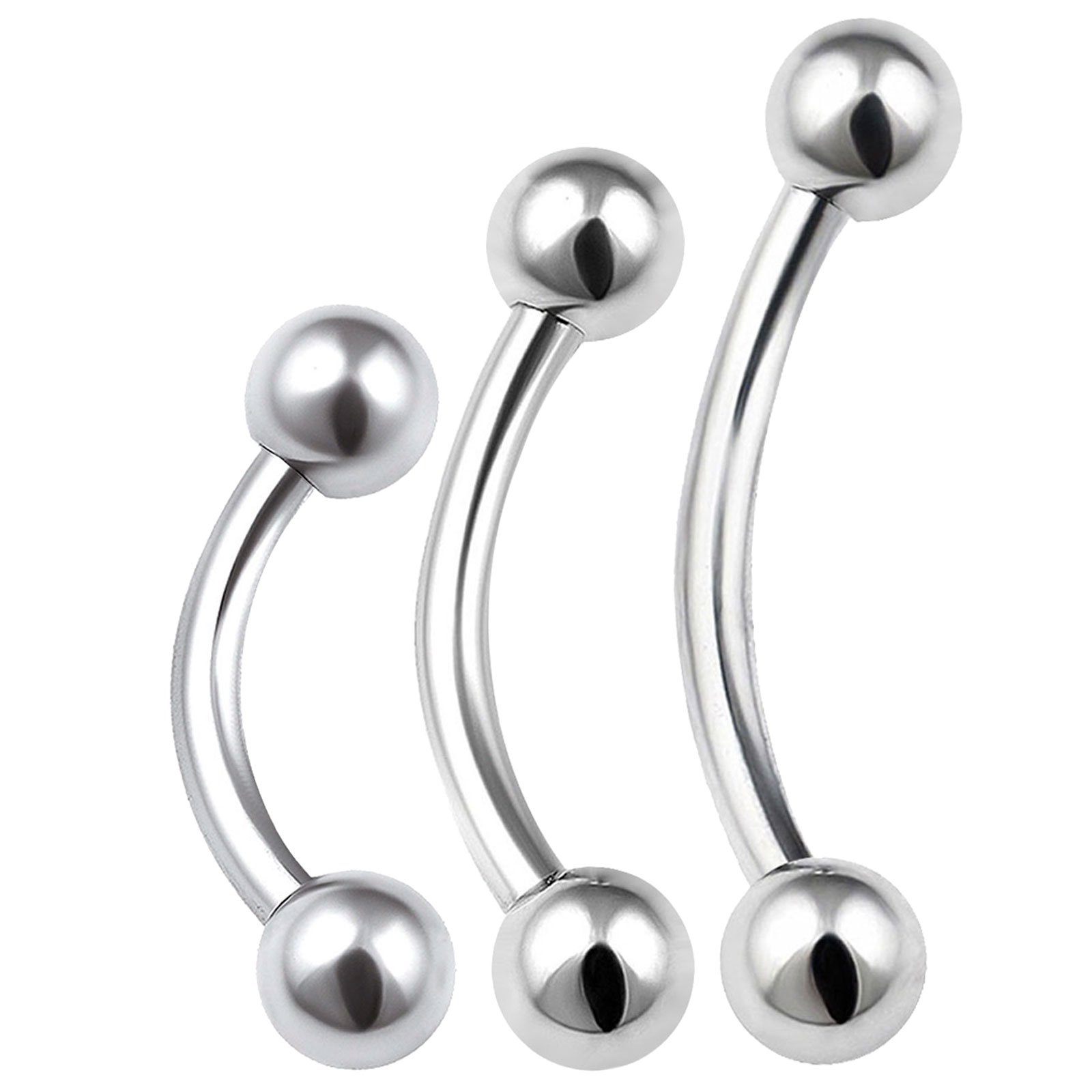 bodyjewellery 3pcs 18g 1mm small gauge curved barbell banana Surgical Steel Rook Conch Labret Helix Lip Ring Tragus Eyebrow Cartilage Ball