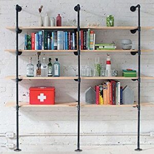 FOF FRIEND OF FAMILY Industrial Retro Wall Mount Iron Pipe Shelf,DIY Open Bookshelf,Hung Bracket,Home Improvement Kitchen Shelves,Tool Utility Shelves, Office Shelves,Ceiling Mount Shelf Shelves