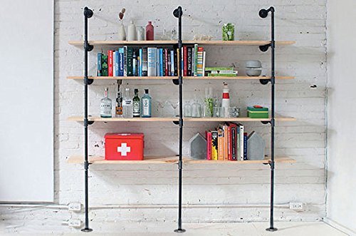 FOF FRIEND OF FAMILY Industrial Retro Wall Mount Iron Pipe Shelf,DIY Open Bookshelf,Hung Bracket,Home Improvement Kitchen Shelves,Tool Utility Shelves, Office Shelves,Ceiling Mount Shelf Shelves