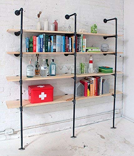 FOF FRIEND OF FAMILY Industrial Retro Wall Mount Iron Pipe Shelf,DIY Open Bookshelf,Hung Bracket,Home Improvement Kitchen Shelves,Tool Utility Shelves, Office Shelves,Ceiling Mount Shelf Shelves