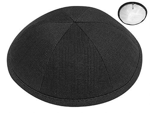 Judaica Place Linen Kippah 7" Diameter - Black