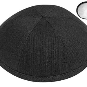 Judaica Place Linen Kippah 7" Diameter - Black