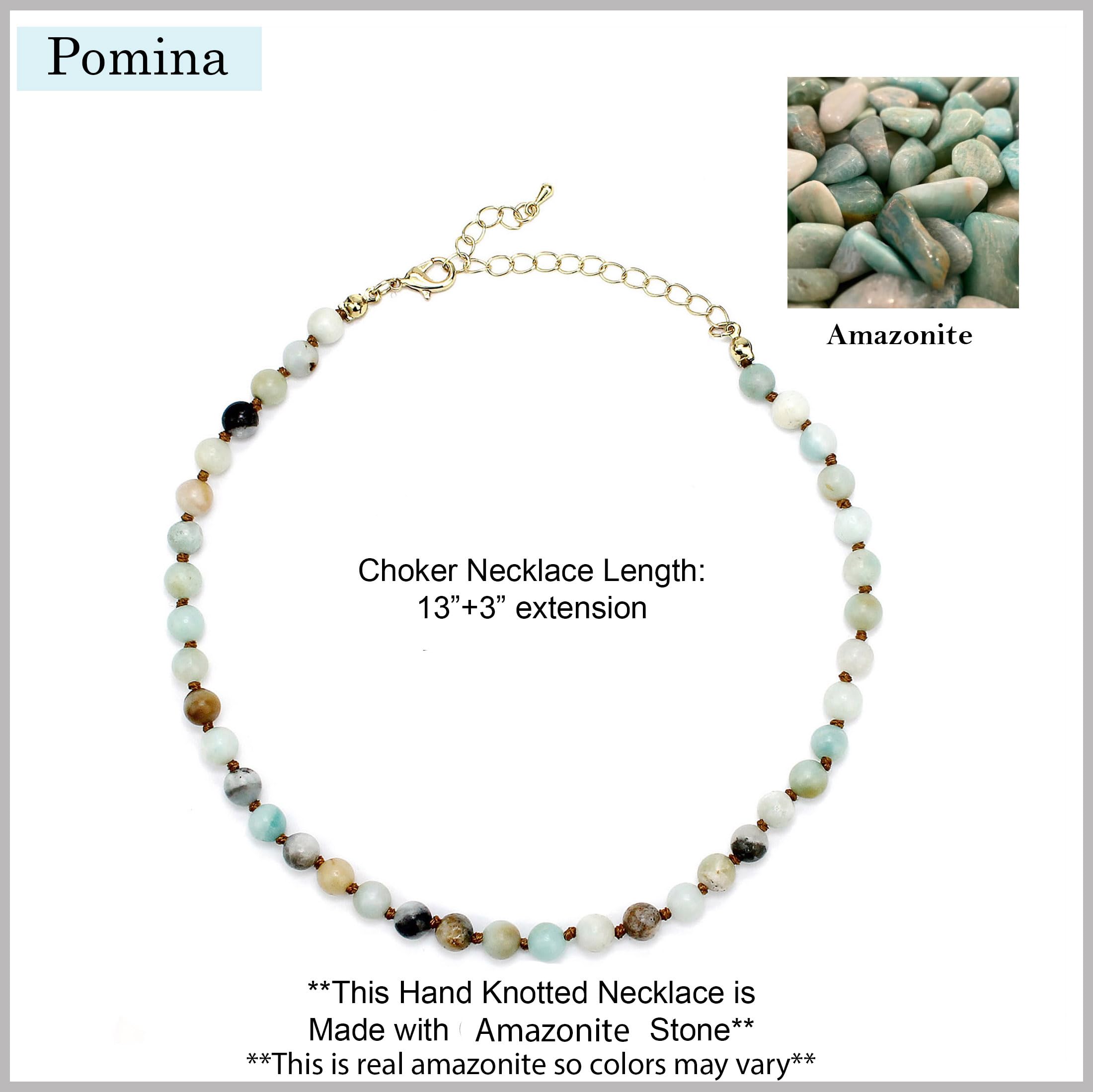 POMINA Real Amazonite Natural Gemstone Beaded Choker Necklace Semi Precious Stone Choker for Women (amazonite)