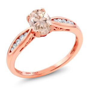 gem stone king 10k rose gold 7x5mm oval gemstone birthstone and diamond engagement ring | wedding engagement anniversary promise gold ring for women | size 5,6,7,8,9