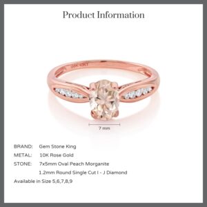 Gem Stone King 10K Rose Gold 7X5MM Oval Gemstone Birthstone and Diamond Engagement Ring | Wedding Engagement Anniversary Promise Gold Ring For Women | Size 5,6,7,8,9