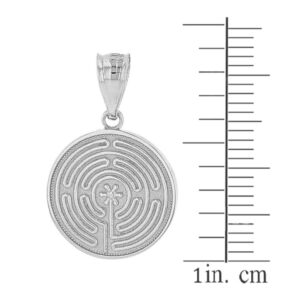 Claddagh Gold Dainty 925 Sterling Silver Chartres Meditation Labyrinth Disc Charm Pendant