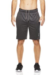 reebok men's drawstring shorts - athletic running & workout short w/pockets - charcoal fireball, small