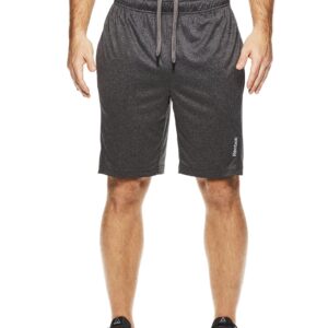 Reebok Men's Drawstring Shorts - Athletic Running & Workout Short w/Pockets - Charcoal Fireball, Small