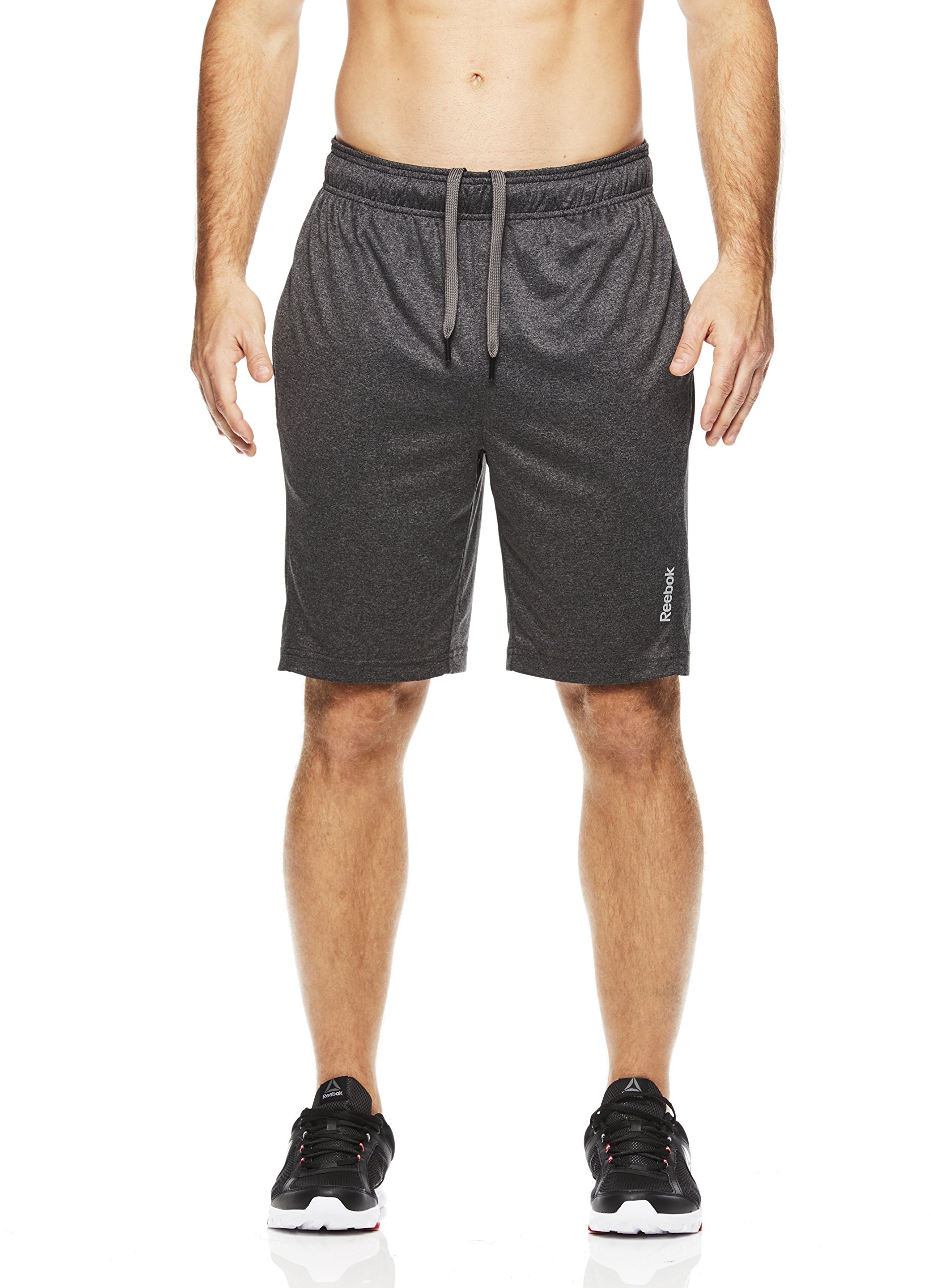 Reebok Men's Drawstring Shorts - Athletic Running & Workout Short w/Pockets - Charcoal Fireball, Small