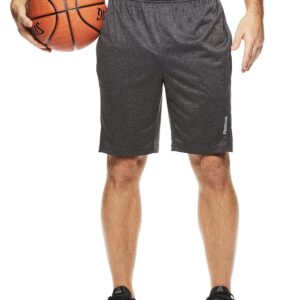 Reebok Men's Drawstring Shorts - Athletic Running & Workout Short w/Pockets - Charcoal Fireball, Small