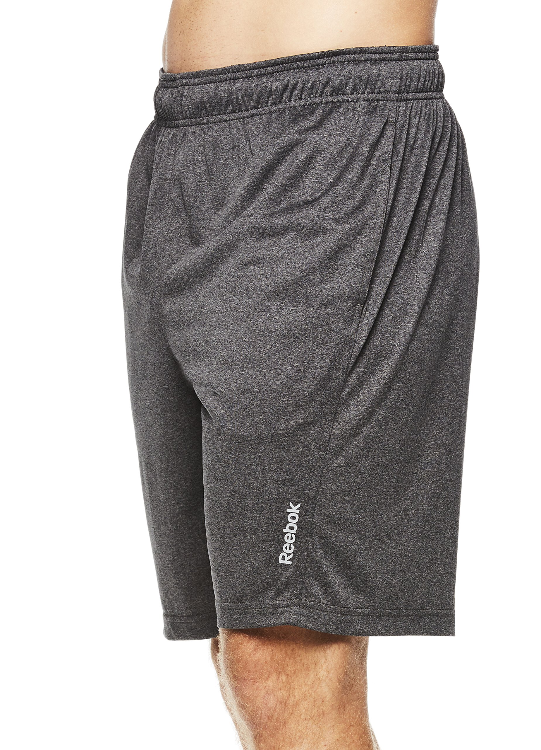 Reebok Men's Drawstring Shorts - Athletic Running & Workout Short w/Pockets - Charcoal Fireball, Small