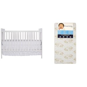 dream on me classic 3 in 1 convertible stationary side crib with dream on me spring crib and toddler bed mattress, twilight