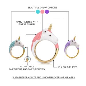 Exquisite 18K Gold Plated Hand Painted Unicorn Ring With Gift Box