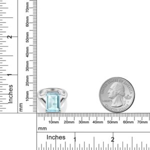 Gem Stone King 925 Sterling Silver Sky Blue Topaz Solitaire Ring For Women (8.70 Cttw, Emerald Cut 14X10MM Gemstone Birthstone, Available In Size 5, 6, 7, 8, 9)