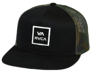 rvca men's va all the way truck hat (one size, black/camo)